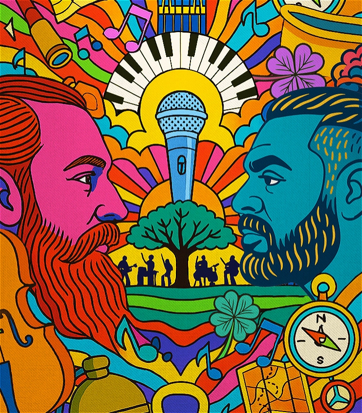 A 70s beatle-esque style depiction of the famous Australian explorers ...